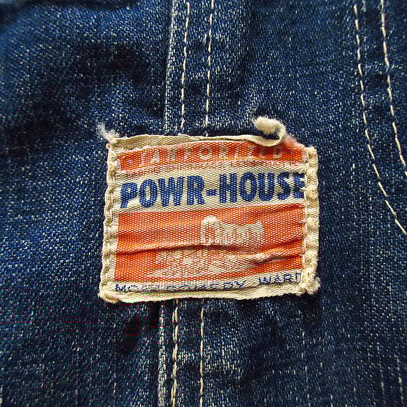 ビンテージ50's○POWR-HOUSEデニムオーバーオール実寸W108cm ビンテージ50's○POWR-HOUSEデニムオーバーオール実寸W108cm