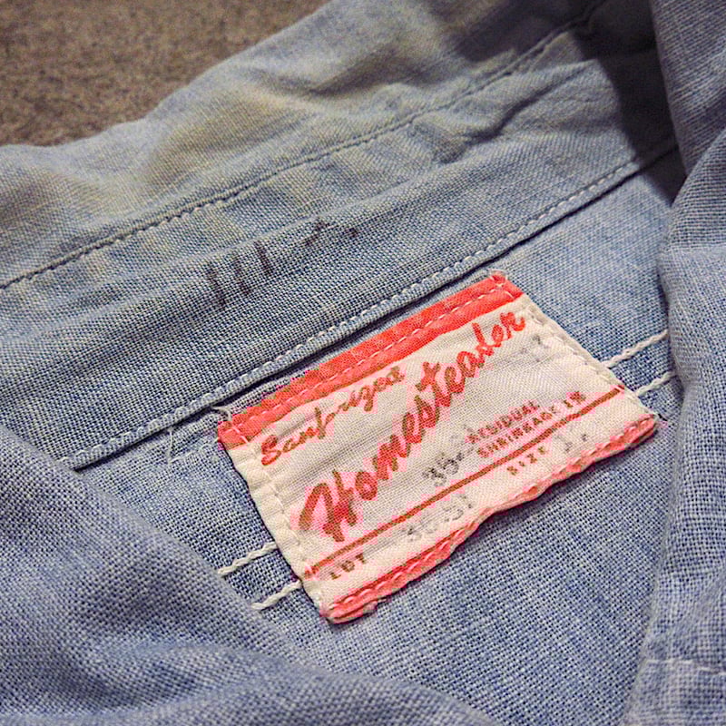 ビンテージ40's50s○Homesteaderマチ付きシャンブレーワーク ビンテージ40's50s○Homesteaderマチ付きシャンブレーワーク
