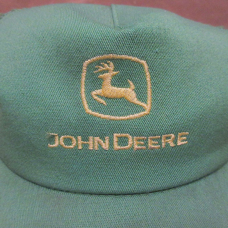 ビンテージ80's○JOHN DEERE刺繍入りメッシュキャップ黄緑 ビンテージ80's○JOHN DEERE刺繍入りメッシュキャップ黄緑