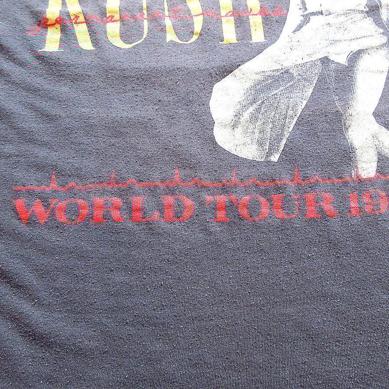 ビンテージ80's○RUSHワールドツアー両面プリントTシャツ黒 ビンテージ80's○RUSHワールドツアー両面プリントTシャツ黒