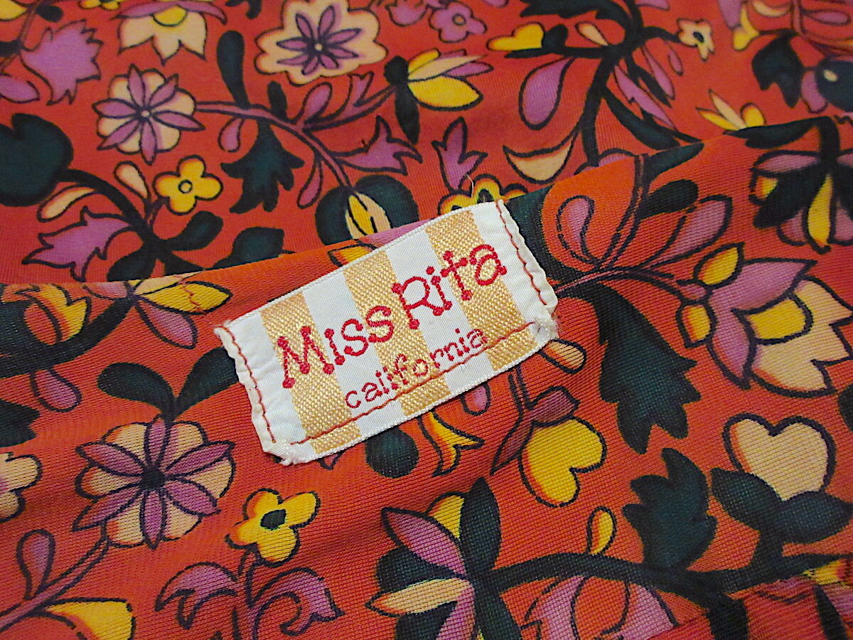 ビンテージ70's○Miss Ritaフラワー総柄長袖ワンピース ビンテージ70's○Miss Ritaフラワー総柄長袖ワンピース