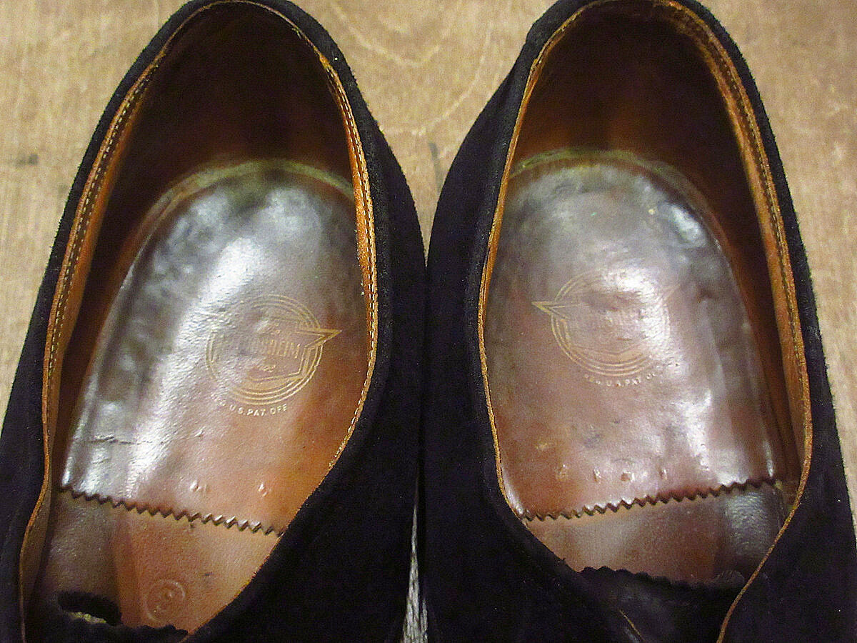 ビンテージ50's○FLORSHEIMキャップトゥスウェードシューズ黒 ビンテージ50's○FLORSHEIMキャップトゥスウェードシューズ黒