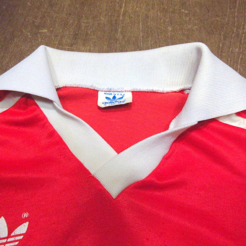ビンテージ80's○adidasトレフォイルロゴゲームシャツ赤×白size ビンテージ80's○adidasトレフォイルロゴゲームシャツ赤×白size
