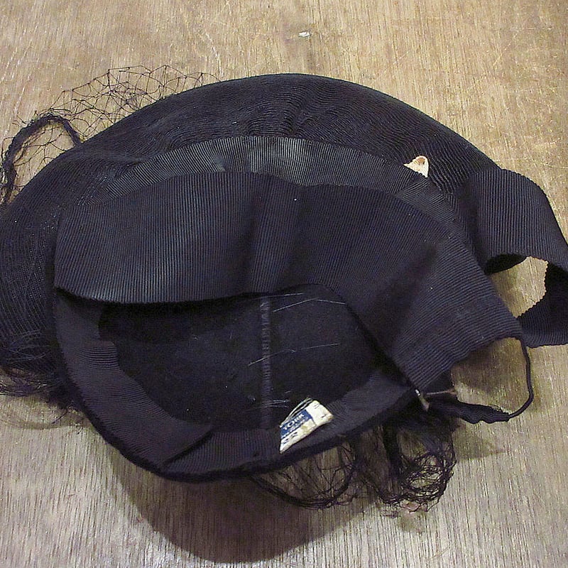 ビンテージ-30's○ベール付きヘッドドレス黒○240820j5-w-hd帽子 ビンテージ-30's○ベール付きヘッドドレス黒○240820j5-w-hd帽子