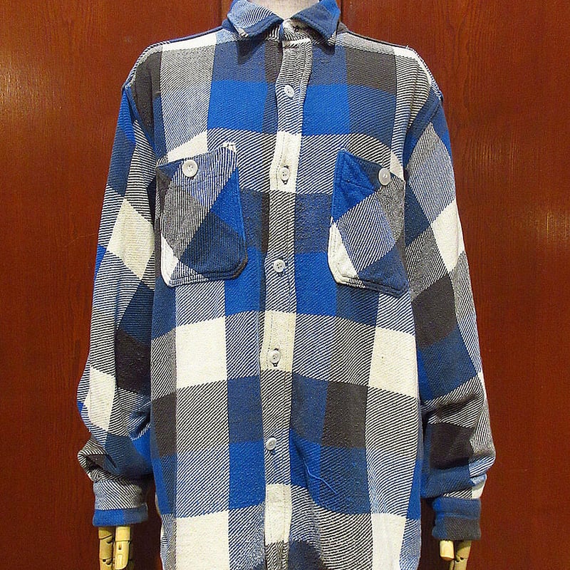 ビンテージ60's○WINTER Kingチェックヘビーネルシャツ青 ビンテージ60's○WINTER Kingチェックヘビーネルシャツ青