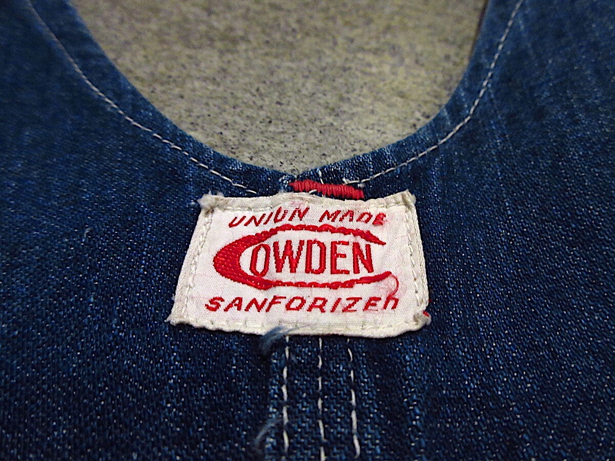 ビンテージ50's○COWDENデニムオーバーオール実寸W108cm ビンテージ50's○COWDENデニムオーバーオール実寸W108cm