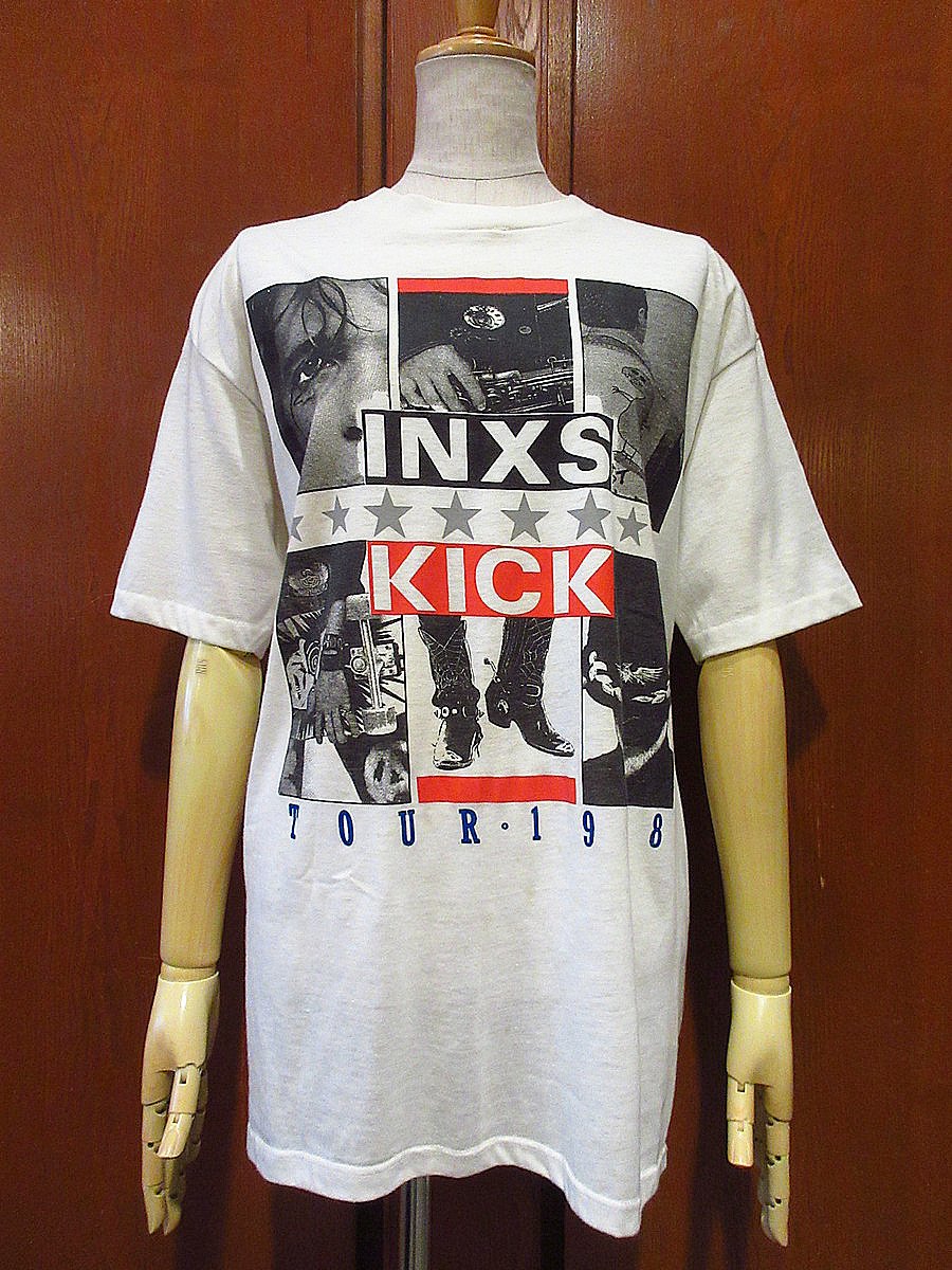 ビンテージ80's○DEADSTOCK INXS 1988年KICKツアーTシャツ白size ビンテージ80's○DEADSTOCK INXS 1988年KICKツアーTシャツ白size