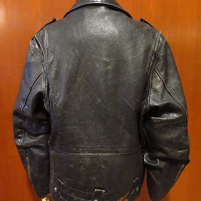 ビンテージ70's○レザーダブルライダースジャケット黒size 46 ビンテージ70's○レザーダブルライダースジャケット黒size 46
