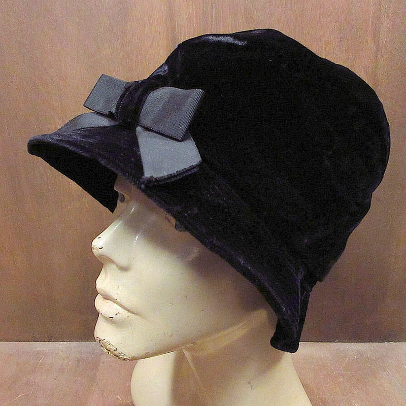 ビンテージ-60's○Evelyn Voronレディースベロアハット黒size 22 ビンテージ-60's○Evelyn Voronレディースベロアハット黒size 22