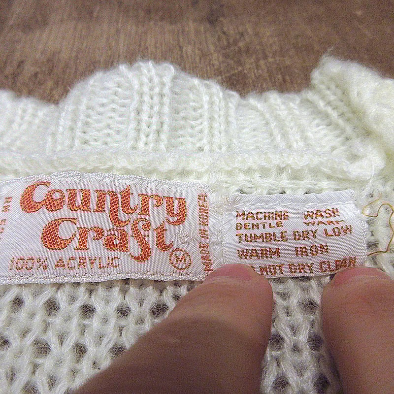 ビンテージ70's○Country Craftケーブル編みアクリルニット ビンテージ70's○Country Craftケーブル編みアクリルニット