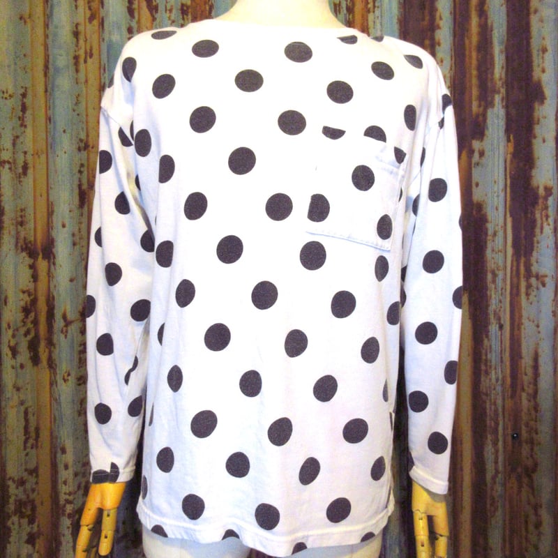 ビンテージ80's90's○STUDIO HQレディースドット柄長袖Tシャツ ビンテージ80's90's○STUDIO HQレディースドット柄長袖Tシャツ