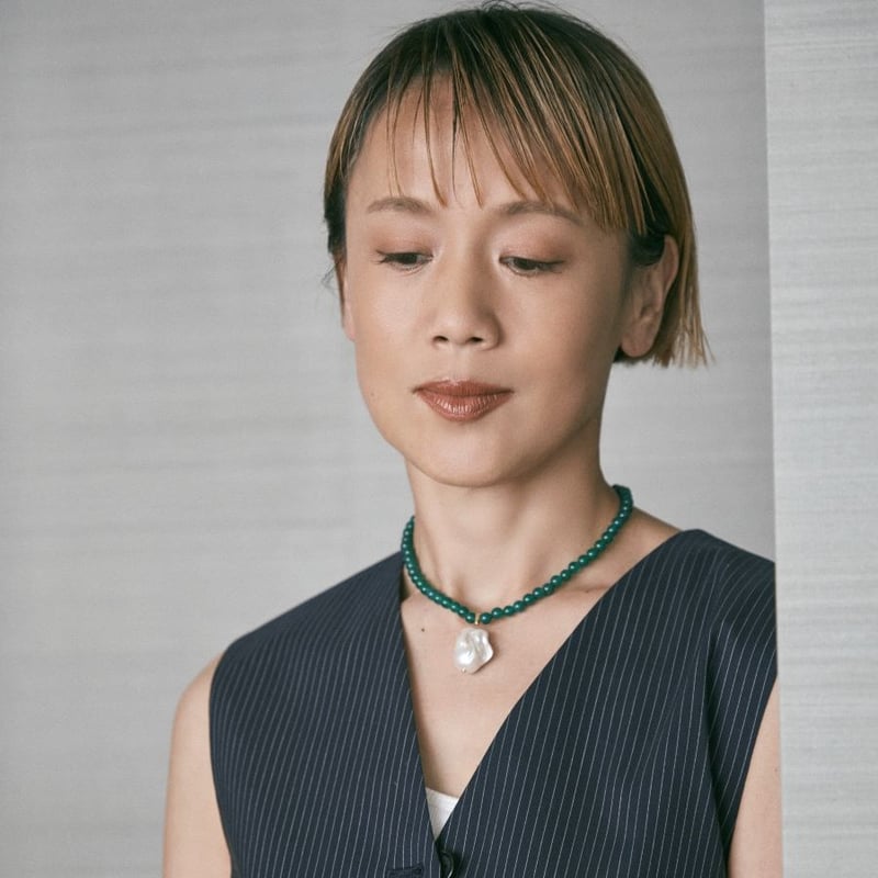 ネックレス 天然石 グリーンアゲート バロックパール n-1004 ネックレス 天然石 グリーンアゲート バロックパール n-1004