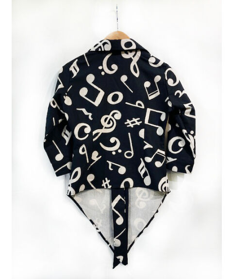 Musical Note Pattern Hemknot Blouse【SVY-LSH117】...