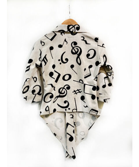 Musical Note Pattern Hemknot Blouse【SVY-LSH117】...