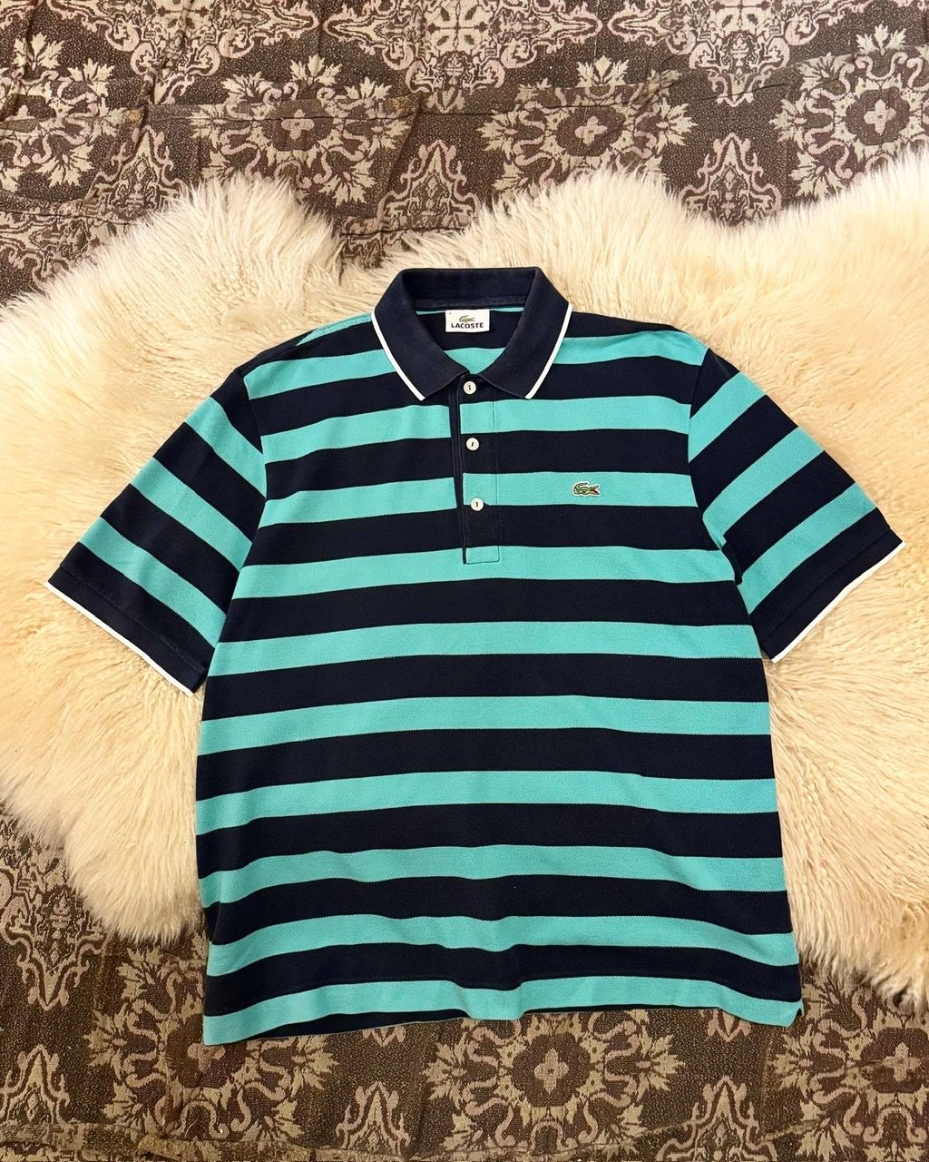 LACOSTE” stripe pattern polo shirt 】 | Skele...