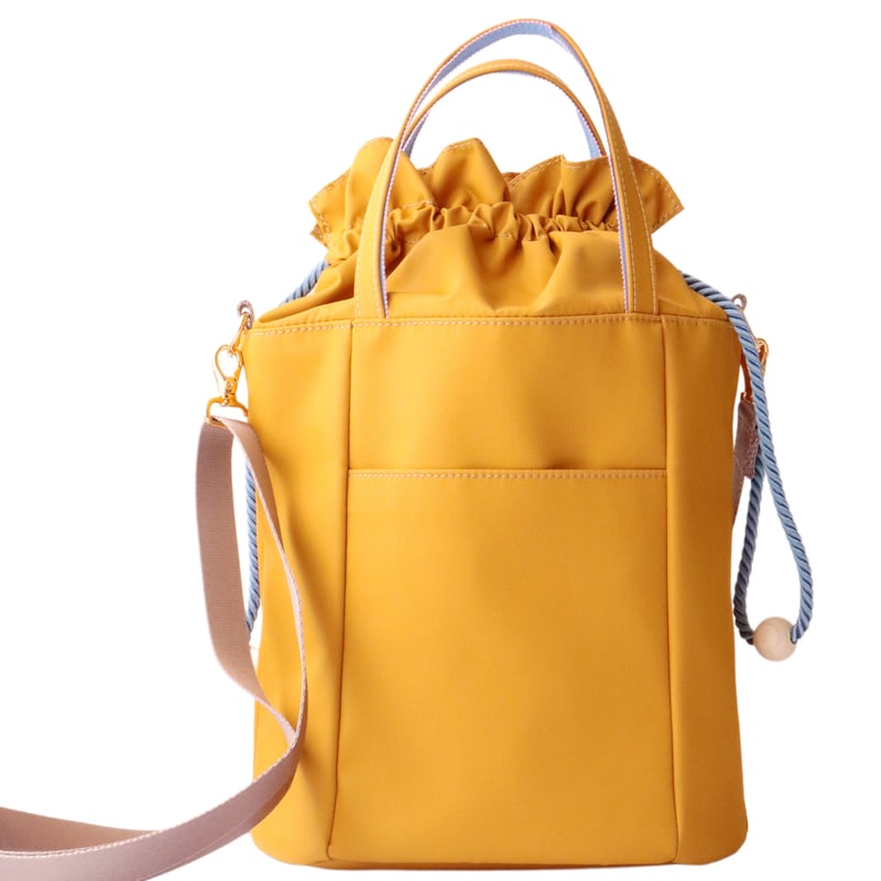 NYLON 巾着 2WAY shoulder bag / MUSTARD スズラン NYLON 巾着 2WAY shoulder bag / MUSTARD スズラン