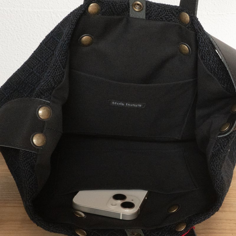 2wayトートLサイズ Quatre柄 black x beige | trois temps...