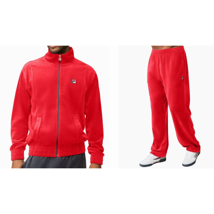 アメリカ限定 FILA フィラ Velour ベロア 上下 セットアップ 赤 アメリカ限定 FILA フィラ Velour ベロア 上下 セットアップ 赤
