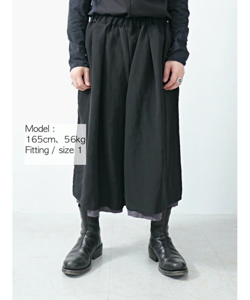 kujaku / P-629 / Wide Half Pants / black | Owls kujaku / P-629 / Wide Half Pants / black | Owls