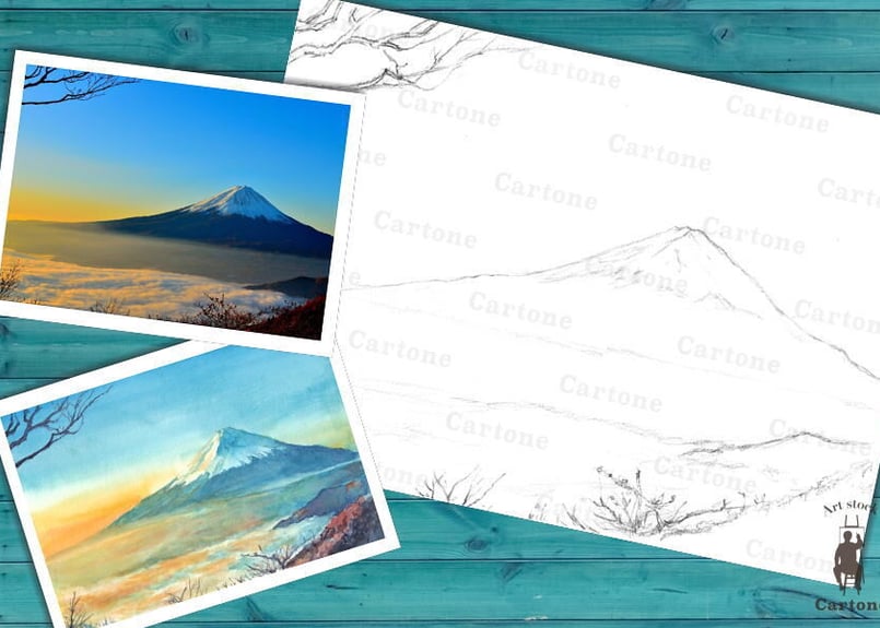 108d 朝焼けの富士山 (着彩見本付き) | 下絵工房カルトーネ 108d 朝焼けの富士山 (着彩見本付き) | 下絵工房カルトーネ