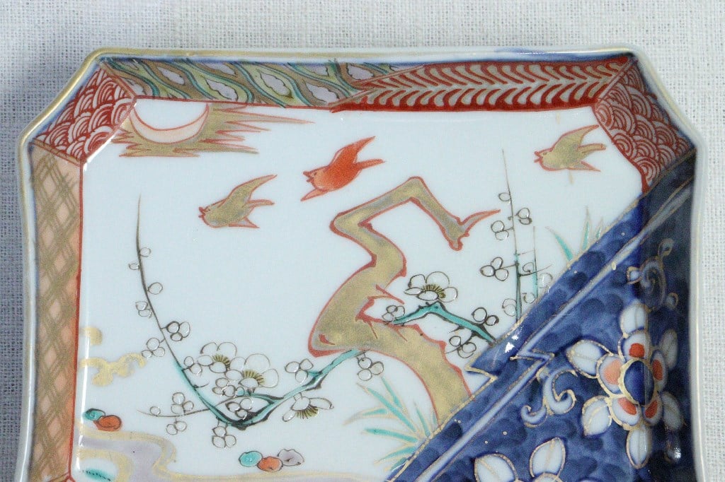 明治前期色絵梅に鶯図縁立長角皿 | 吉祥寺PukuPuku 明治前期色絵梅に鶯図縁立長角皿 | 吉祥寺PukuPuku