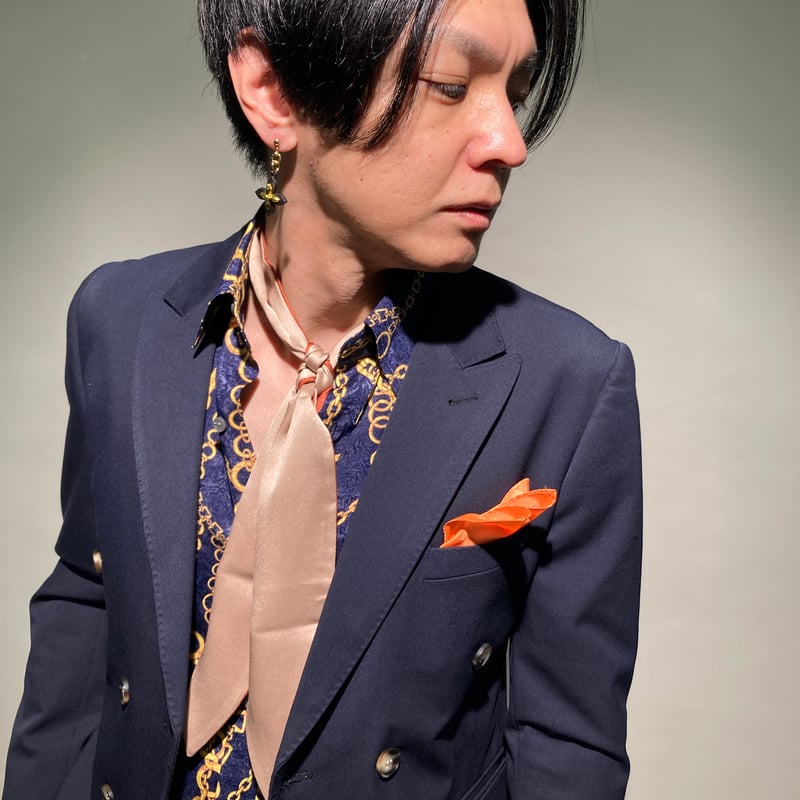サテンチェーン柄シャツ(ネイビー) | HOS NOW サテンチェーン柄シャツ(ネイビー) | HOS NOW