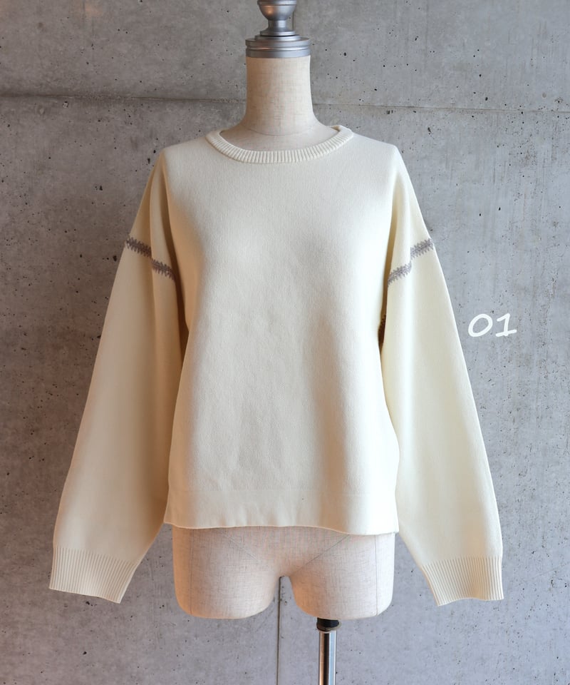 etre relie】ジグザグ刺繍ビックシルエットニット 147909 | etre etre relie】ジグザグ刺繍ビックシルエットニット 147909 | etre