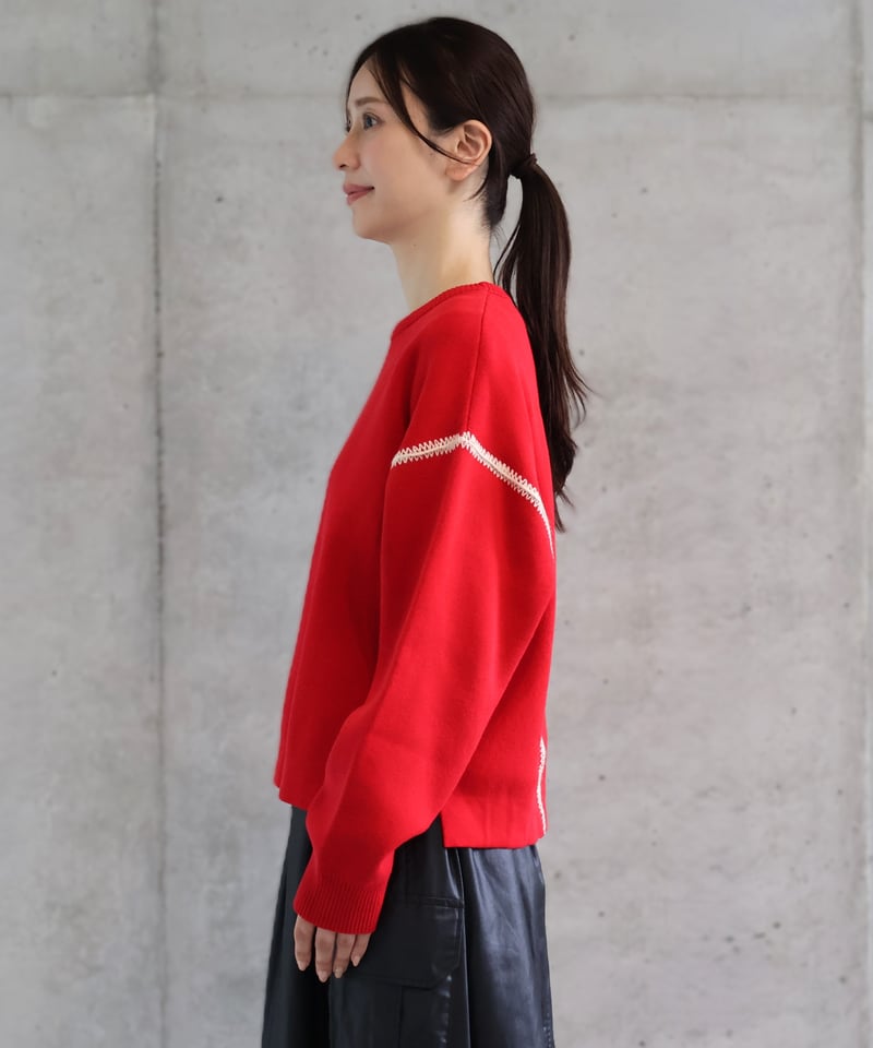 etre relie】ジグザグ刺繍ビックシルエットニット 147909 | etre etre relie】ジグザグ刺繍ビックシルエットニット 147909 | etre