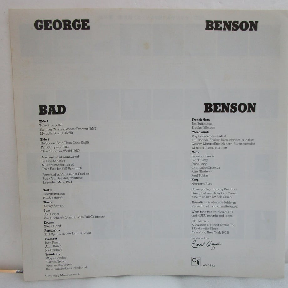 GEORGE BENSON / Bad Benson | TOHTO records & bo...