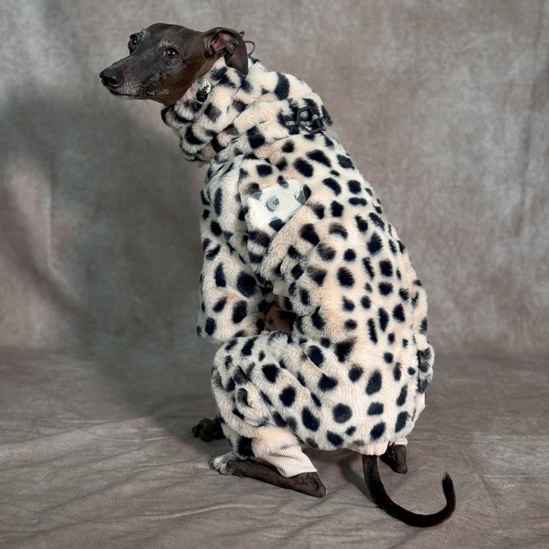 ECO-FUR LEOPARD ZIP-UP ROMPERS:IVORY//エコファーレオパ ECO-FUR LEOPARD ZIP-UP ROMPERS:IVORY//エコファーレオパ