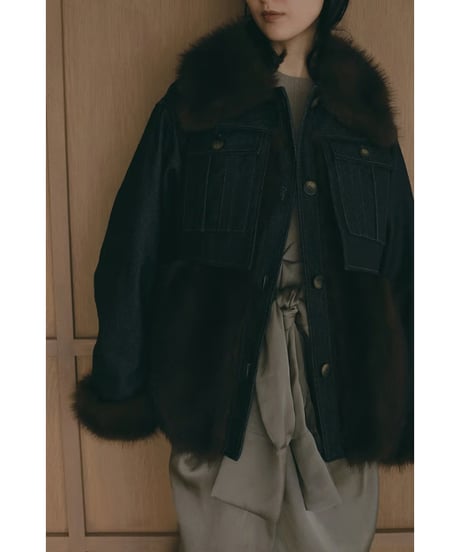 【25TH-11A】Denim Docking Fur Jacket | THINK FUR