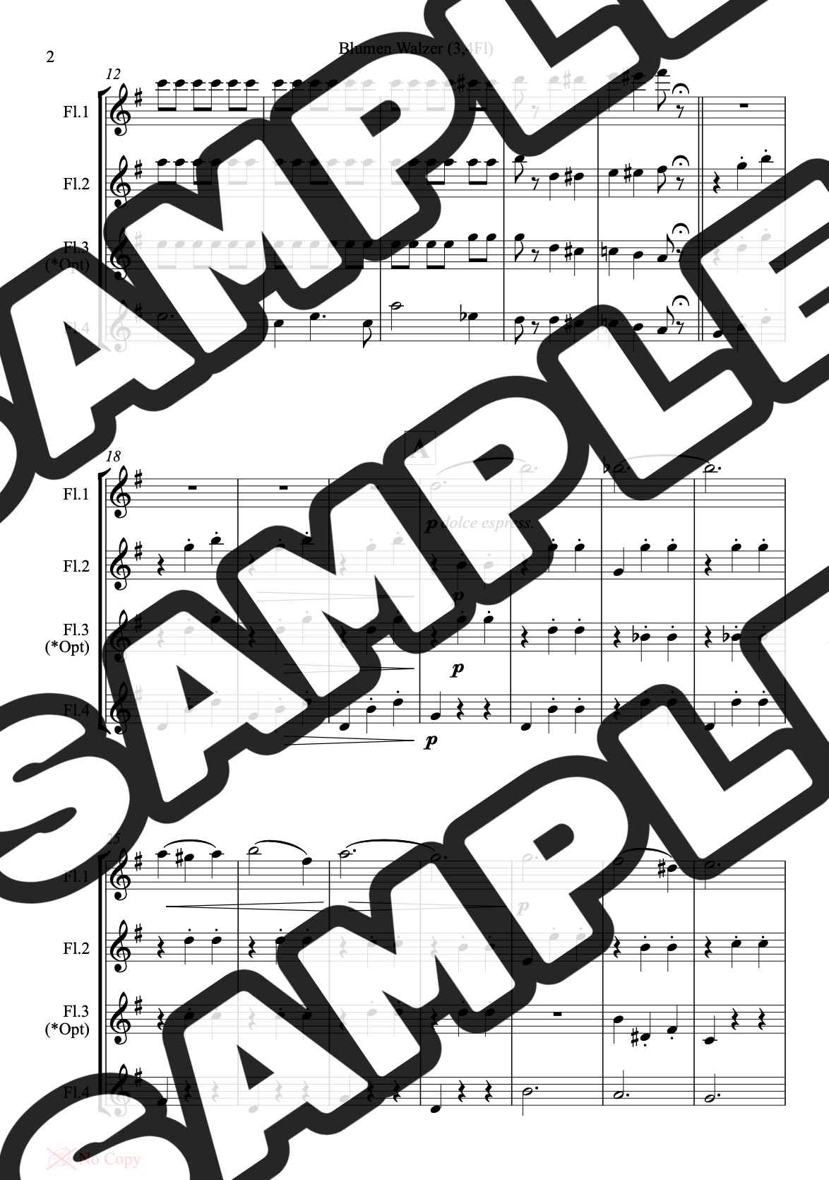 花のワルツ/E.ケーラー/フルート三重奏または四重奏(Blumen Walzer/E.Köhl...