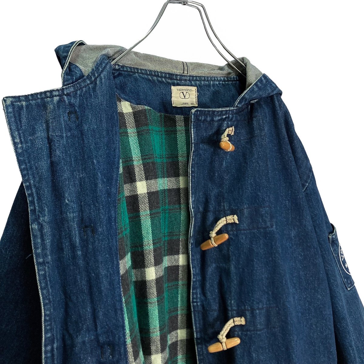 90s Valentino Jeans check lining denim duffle c 90s Valentino Jeans check lining denim duffle c
