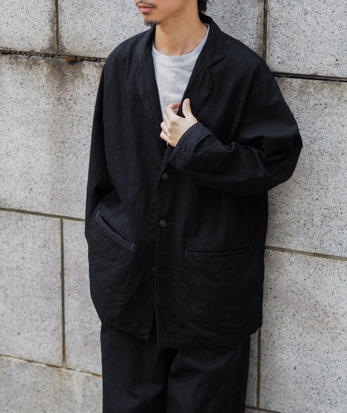 Porter Classic Denim Wide Jacket - Black - Navy Porter Classic Denim Wide Jacket - Black - Navy