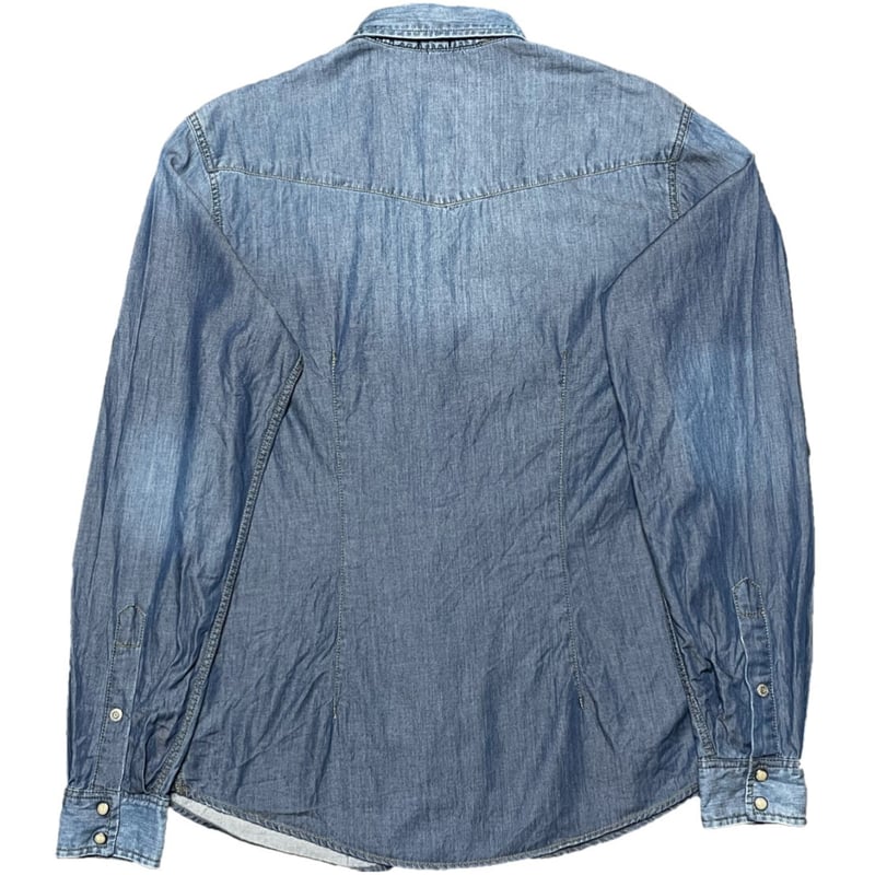 ARMANI JEANS 長袖デニムウエスタンシャツ インディゴ Mサイズ ARMANI JEANS 長袖デニムウエスタンシャツ インディゴ Mサイズ