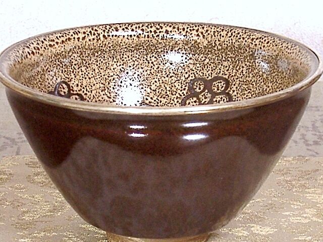 京焼・清水焼 万代草山(二代)作 銀華覆輪 天目茶碗 無傷 共箱 京焼・清水焼 万代草山(二代)作 銀華覆輪 天目茶碗 無傷 共箱