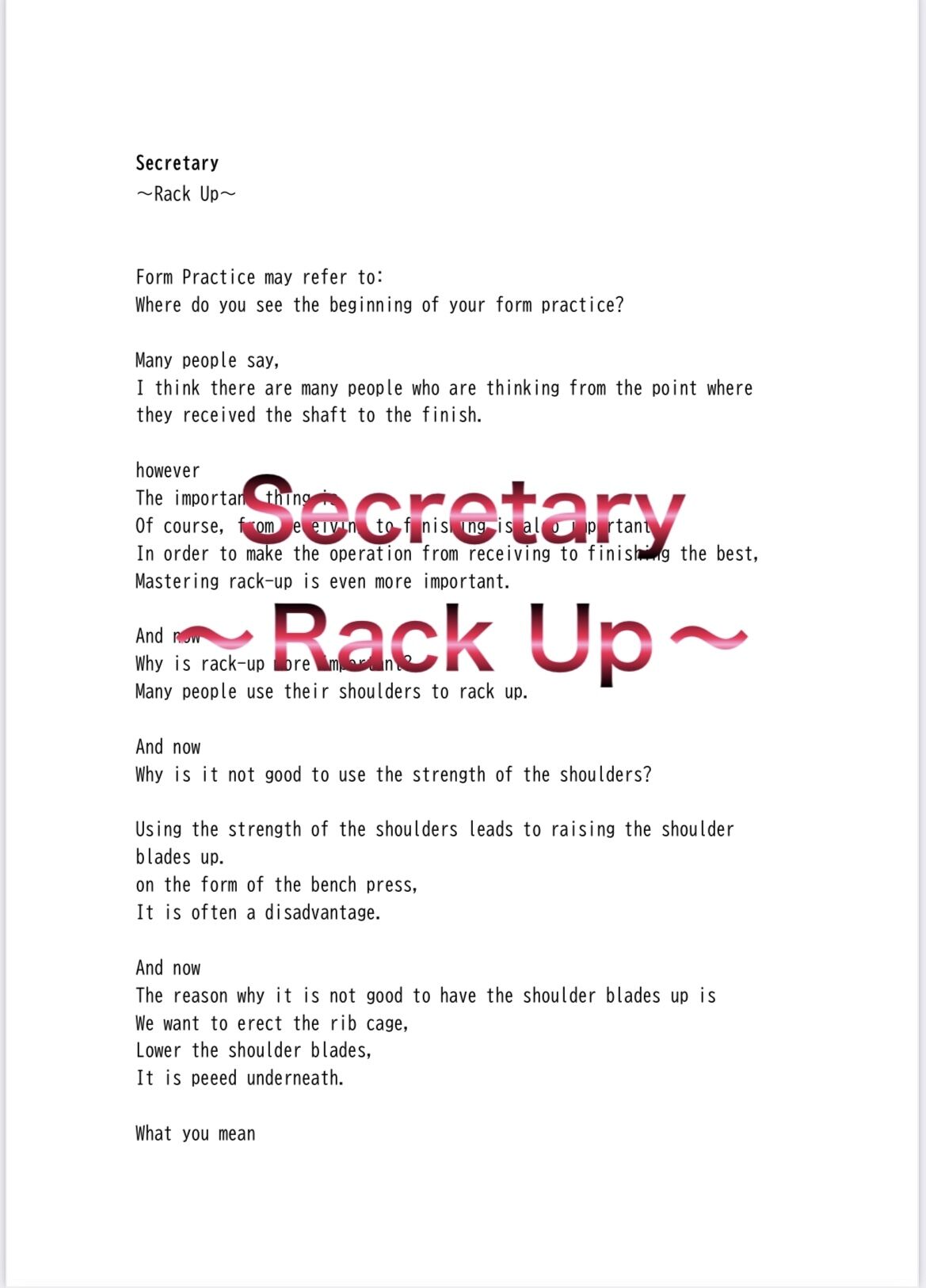 Secretary 〜Rack Up〜 | K's Online World shop