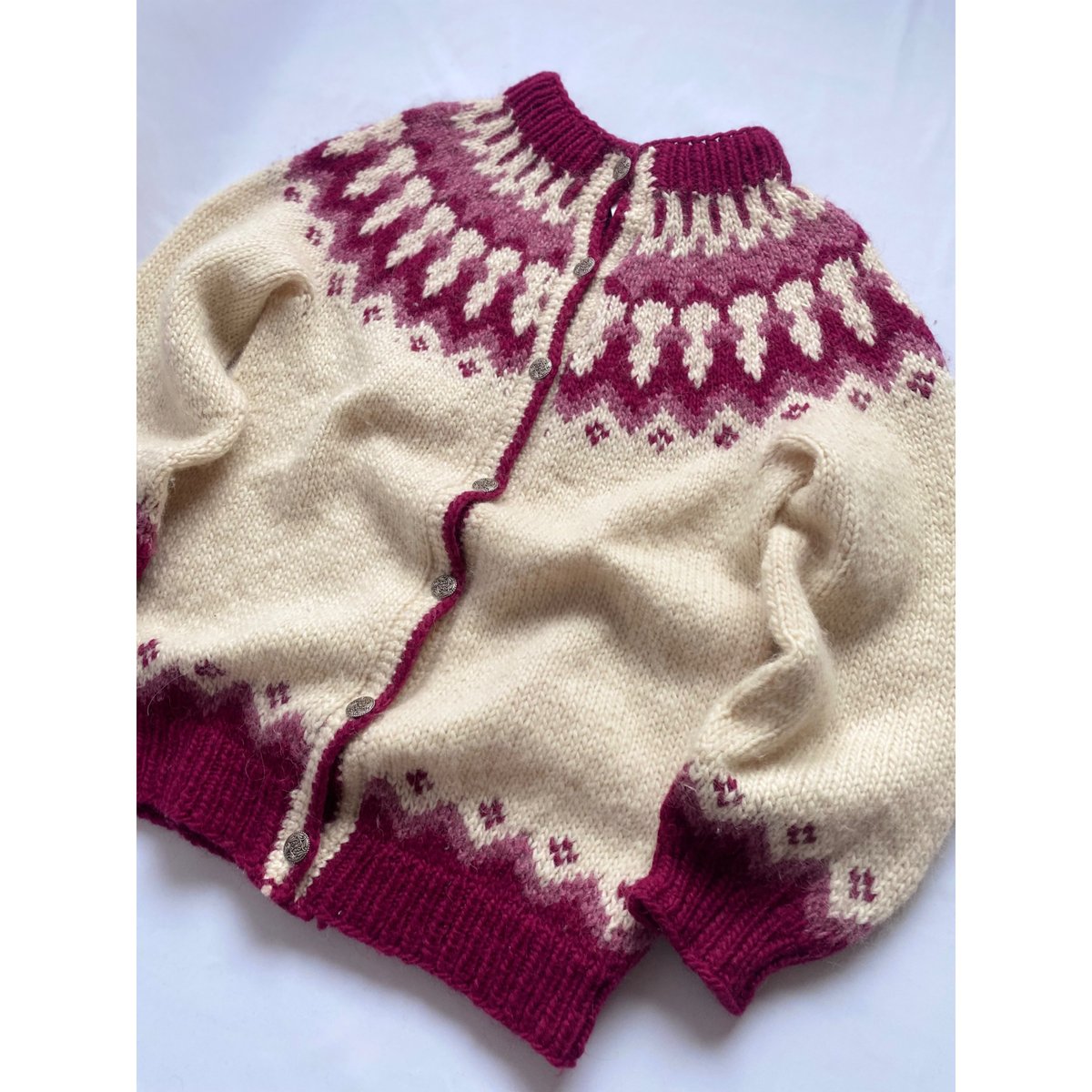 Pink n white nordic knit cardigan | jane's vintage Pink n white nordic knit cardigan | jane's vintage