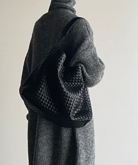 SYNTHETIC LEATHER MESH SHOULDER BAG / 3color