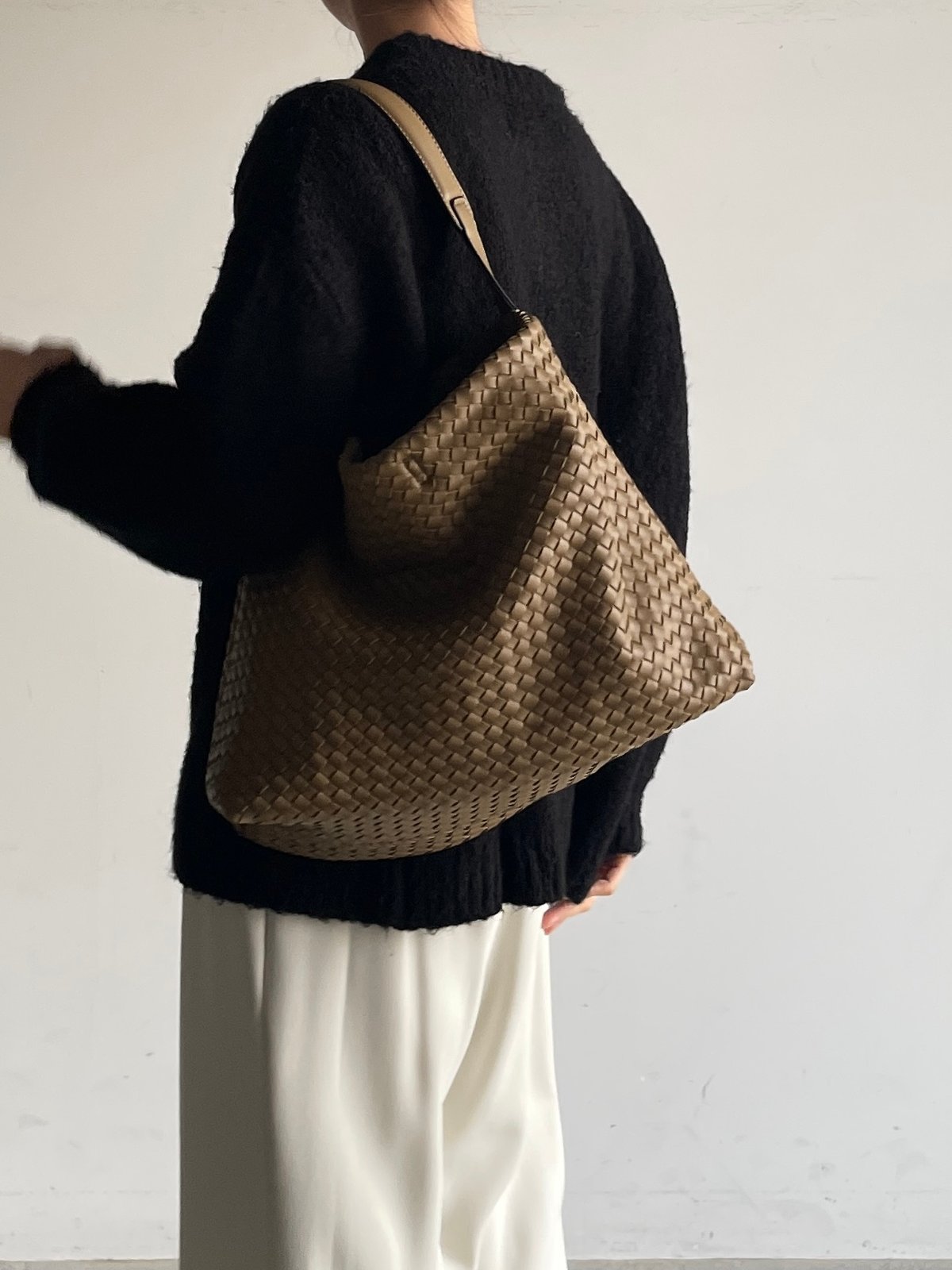 SYNTHETIC LEATHER MESH SHOULDER BAG / 3color