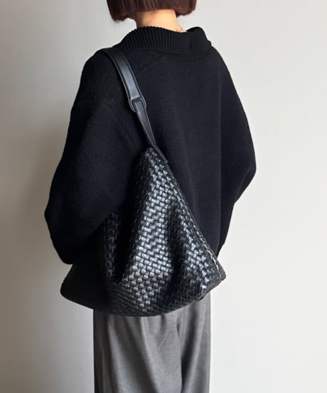 SYNTHETIC LEATHER MESH SHOULDER BAG / 3color