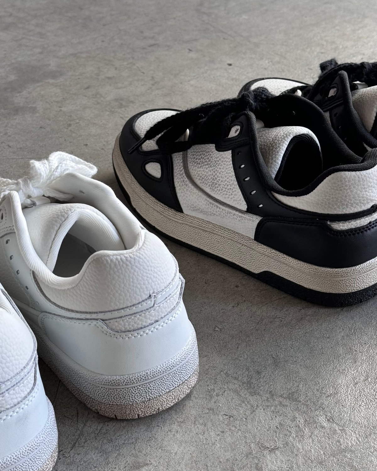 DISTRESSED LEATHER COURT SNEAKERS / 2color | JI...