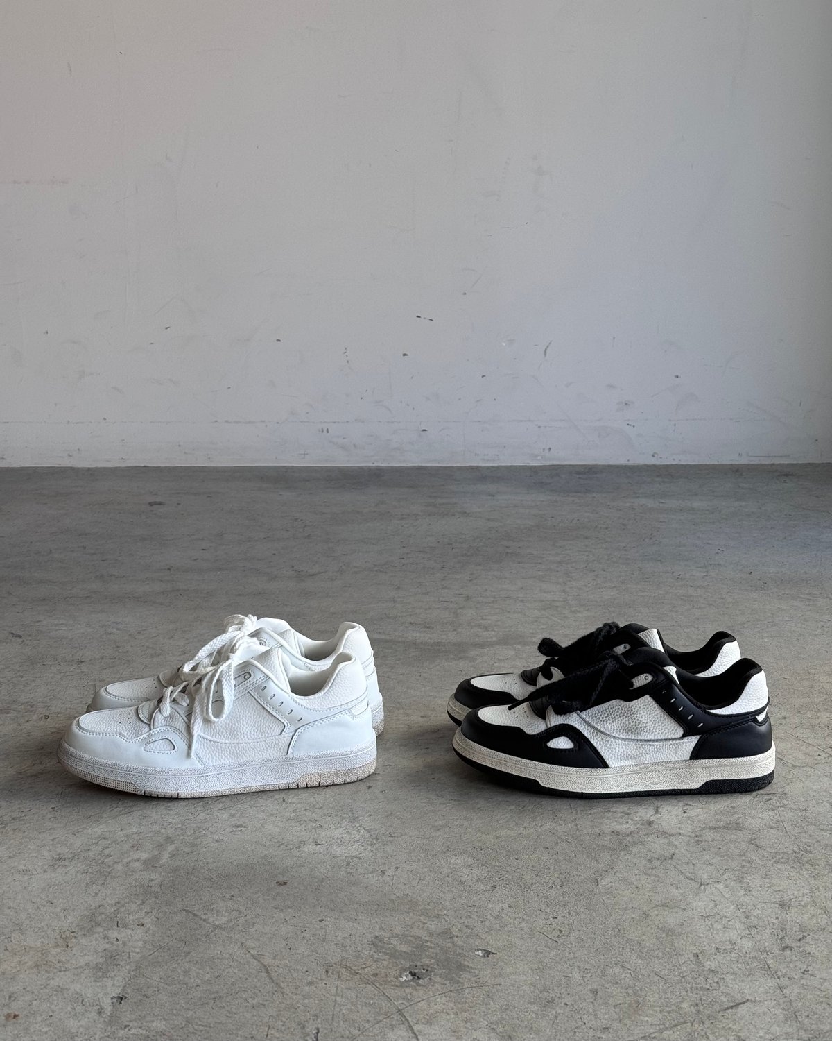 DISTRESSED LEATHER COURT SNEAKERS / 2color | JI...