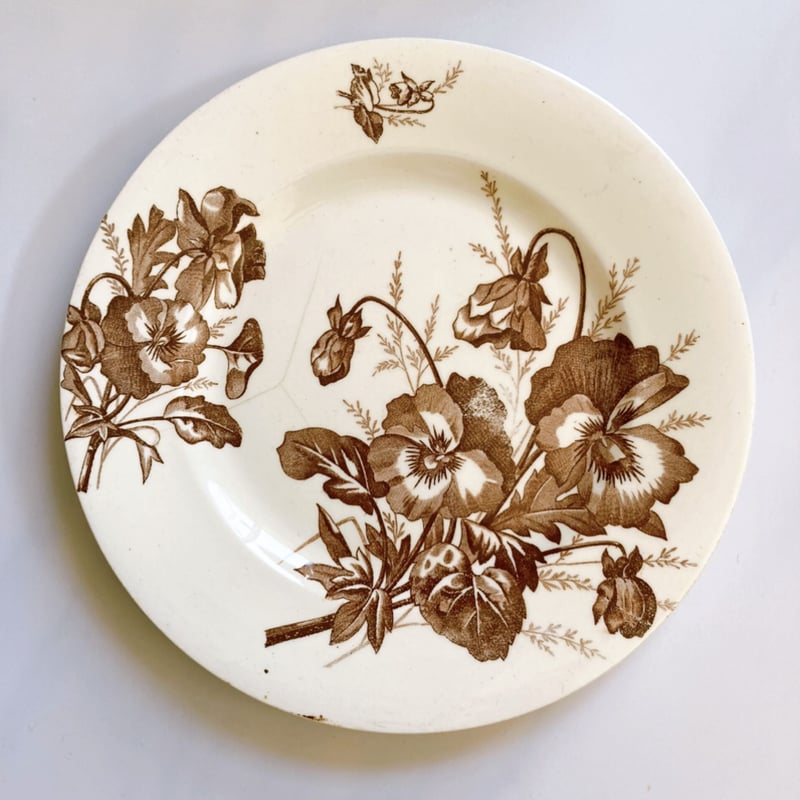 Salins サラン窯 パンジーシリーズ デザート皿 | minon antiques Salins サラン窯 パンジーシリーズ デザート皿 | minon antiques