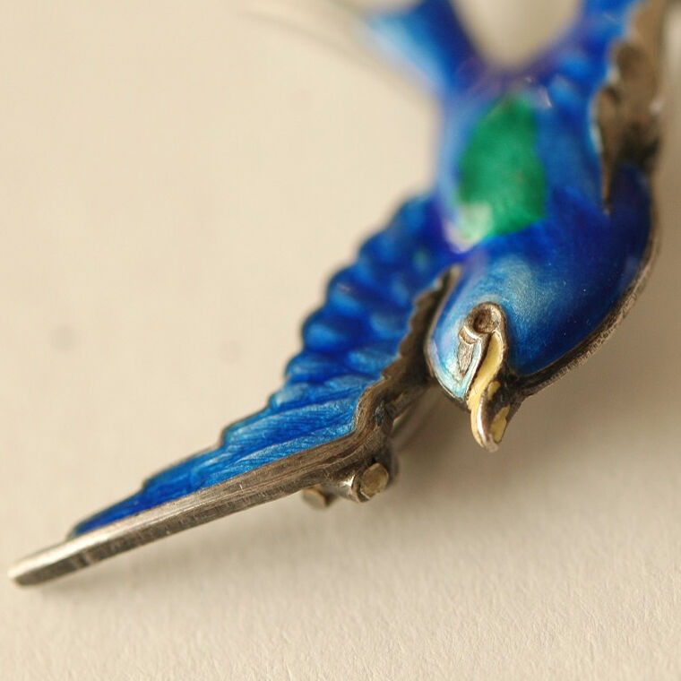 イギリス製 silver925 × glass enamel/青い鳥(ツバメ)の イギリス製 silver925 × glass enamel/青い鳥(ツバメ)の