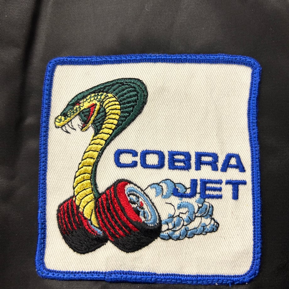 COBRA JET ×Chevron ビンテージパッチ ボア付き コーチジャケット BLK
