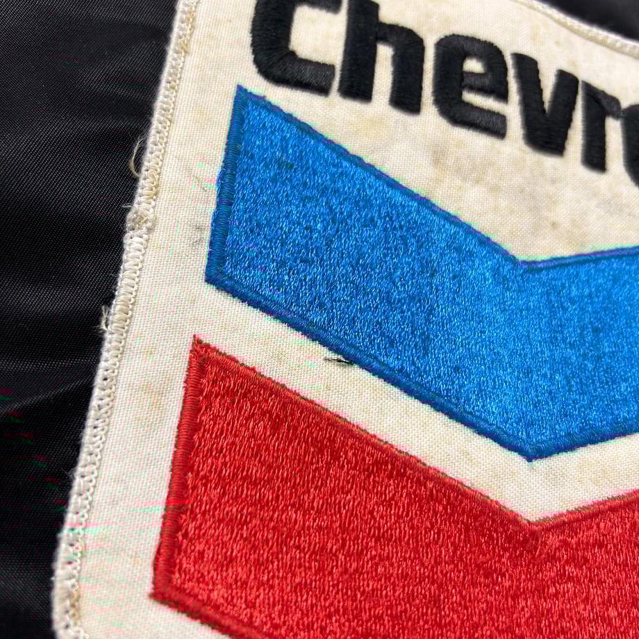 COBRA JET ×Chevron ビンテージパッチ ボア付き コーチジャケット BLK