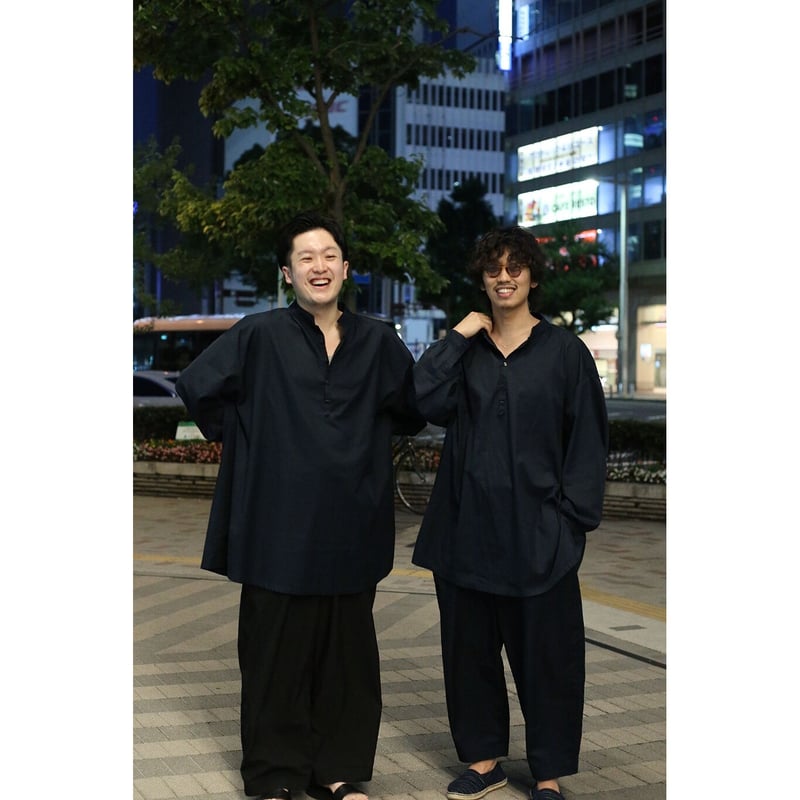 GABARDINE STAND COLLAR LONG SMOCK SHIRT | PORTE GABARDINE STAND COLLAR LONG SMOCK SHIRT | PORTE