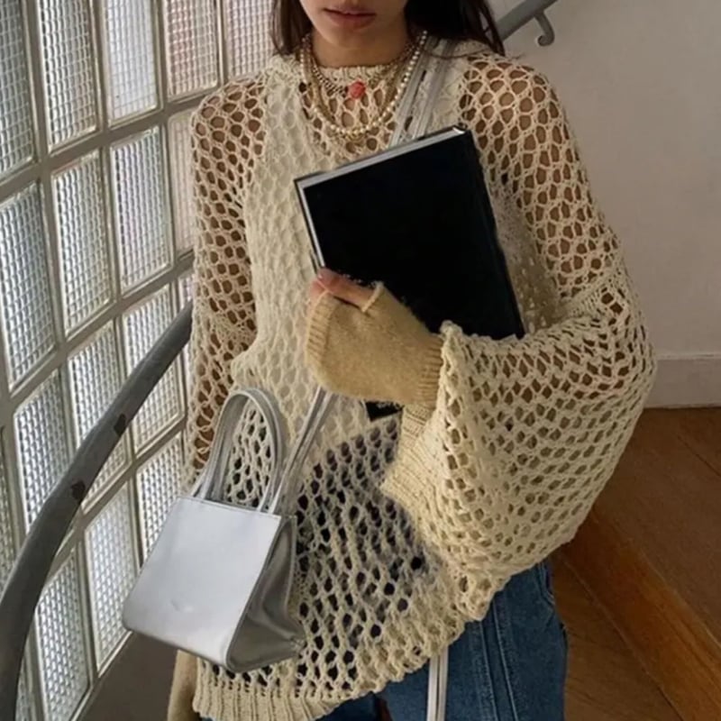 ざっくり編みオーバーサイズサマーニット/S.M.L/2023SS ざっくり編みオーバーサイズサマーニット/S.M.L/2023SS