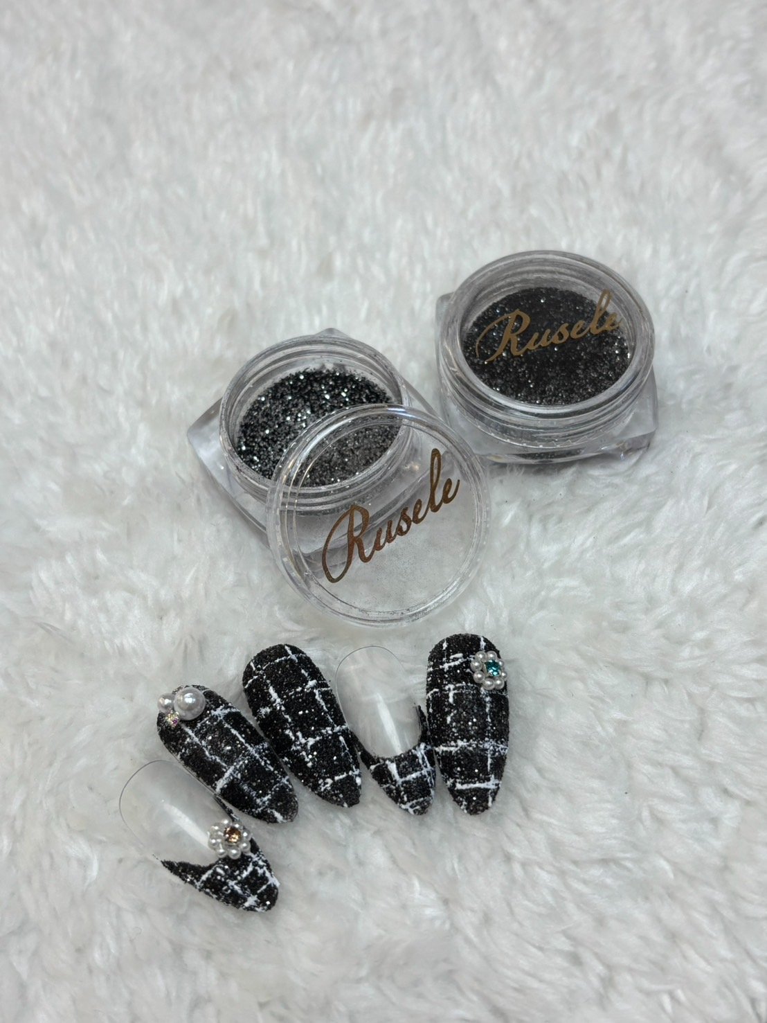 Tweed powder -shiny black- | Rusele